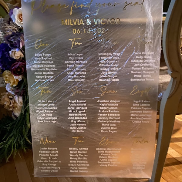 Frosted Acrylic Seating Chart, Wedding Seating Chart, Wedding Seating ...
