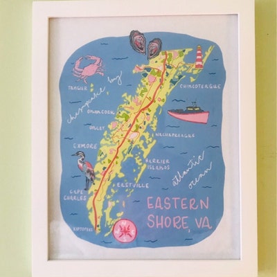 Eastern Shore Map Print Cape Charles, Va Collection Eastern Shore ...