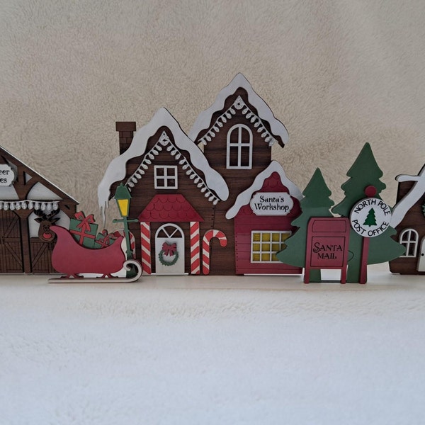 Standing Christmas Houses Santa's Village File SVG, Glowforge ...