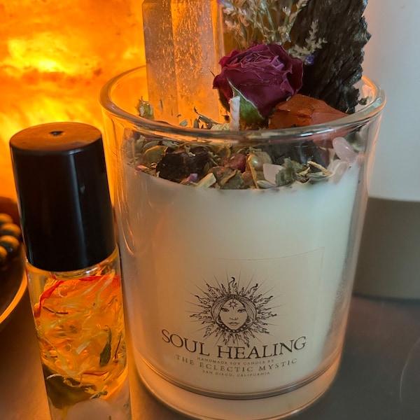 Soul Healing Intention Candle Packed With Crystals, Herbs and Flowers ...