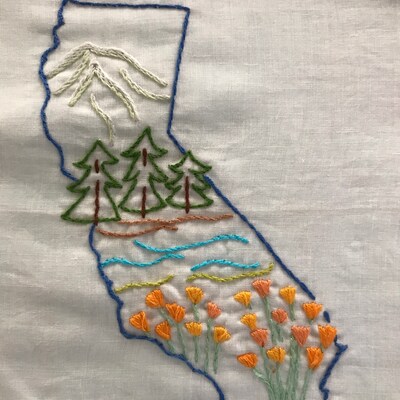 California Hand Embroidery Pattern Digital Download Poppies & - Etsy