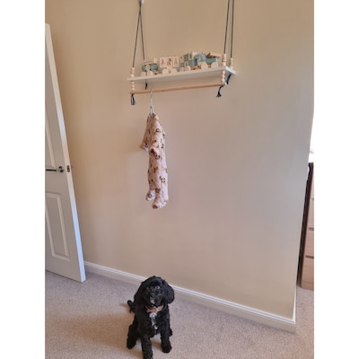 2 Tier Nursery Shelf With Clothes Rail, White Shelf With Rail, Double ...