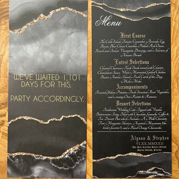 Black and Gold Menu Card - Menu Template and Drink Menu Event Menu ...