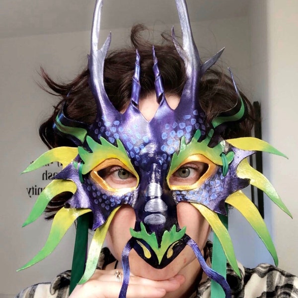 Custom Leather Frost Dragon Masquerade Mask - Custom Painted Mask ...