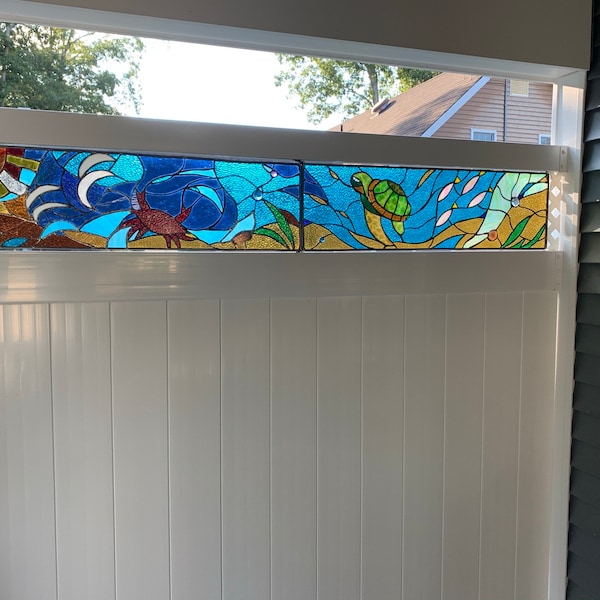 Stained Glass Abstract Transom Window Suncatcher Panel Valance 19x19 - Etsy