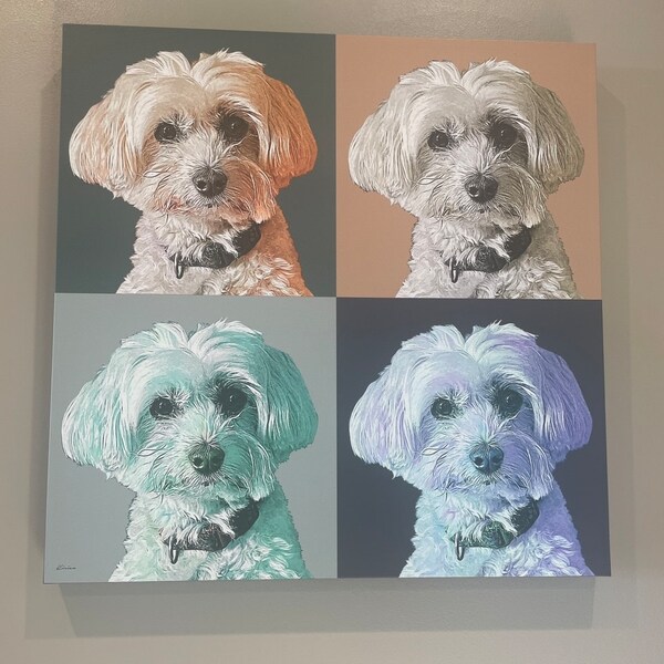 Andy Warhol Custom POP ART Pet Dog Cat Portrait From Photo on Large ...