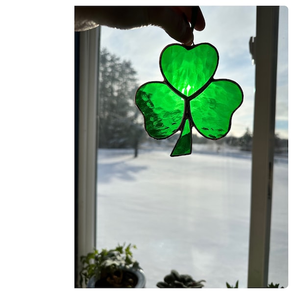 Shamrock Stained Glass Suncatcher, Irish Decor, St. Patrick's Day ...