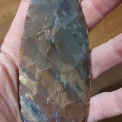 6.5 Stone Serrated Spearhead, Lance Head, Drill Point Hand Knapped ...