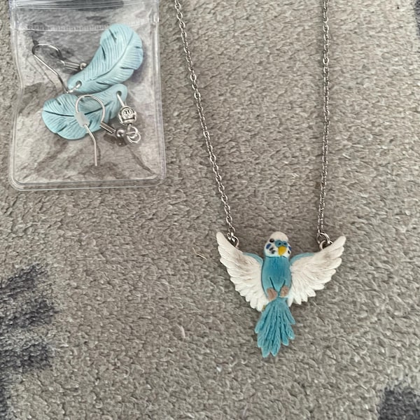 Turquoise Green Cheek Conure Parrot Earrings, Handmade, Parrot Figurine ...