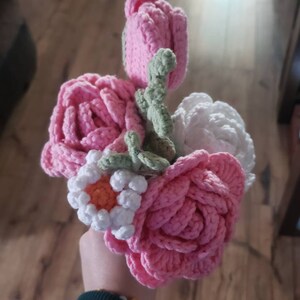 4/6pack Crochet Gradient Rose Flowers for Home Deco,handmade Knitted ...