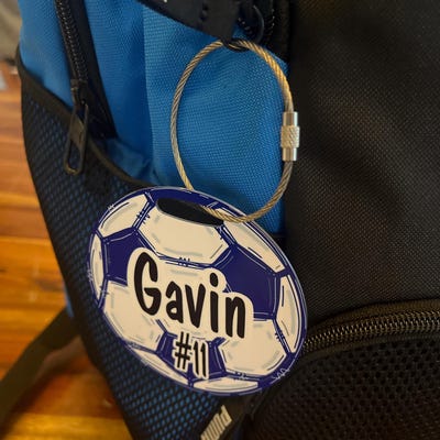 Round Tag, Personalized Sports Bag Tag, Backpack Name Tag, Custom ...