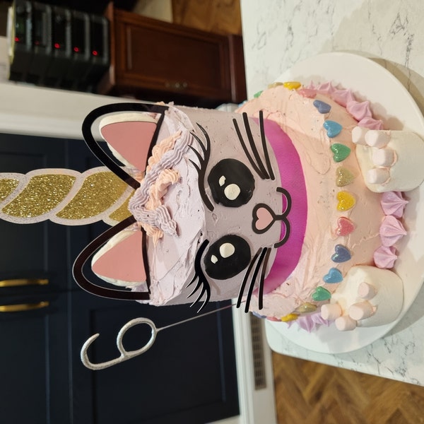 Cat Face Cake Topper, Cat Face Set, Cat Face Cake Decoration, Cake ...