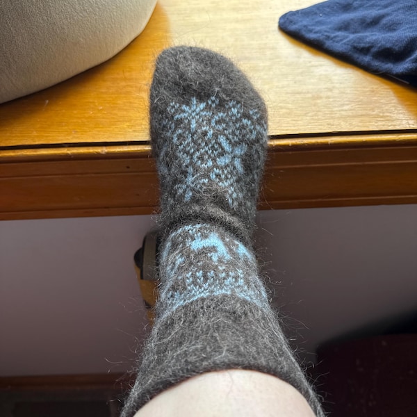 Natural Goat Wool Knee-high Socks, Knitted Warm Boot Socks, Fuzzy Comfy ...