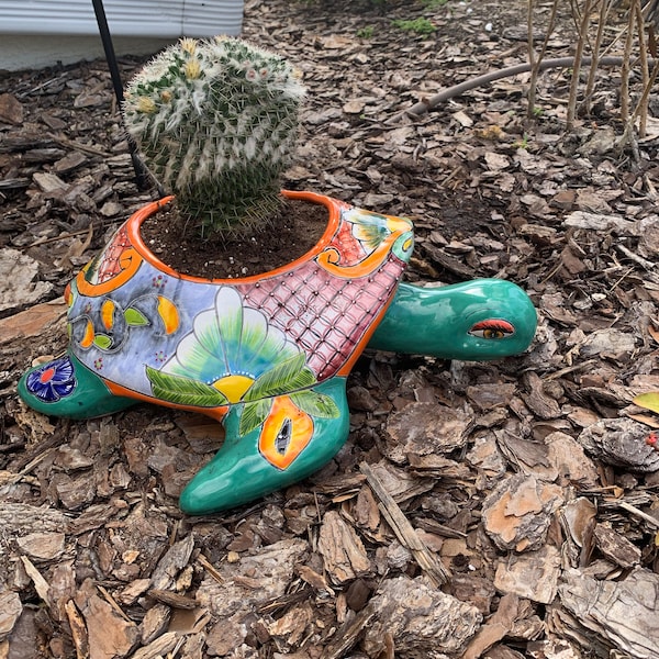 Talavera Sea Turtle Large Planters Beautiful Colors Outdoor Won’t Fade ...