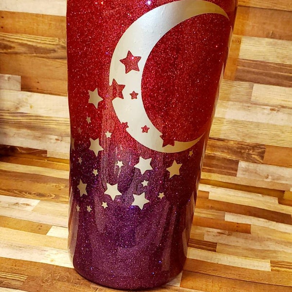 Moon and Star Shower Falling Stars Vinyl Decal | Falling Stars Decal ...