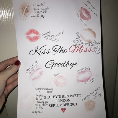 Kiss the Miss Goodbye Hen Do Keepsake Hens Night Supplies - Etsy UK