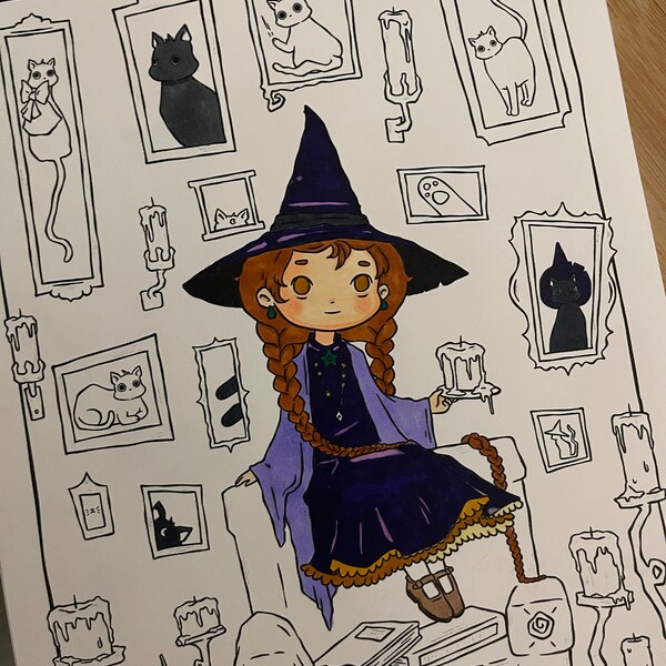 Clumsy Witch Creates Chaos Coloring Pages, Collecting Flowers, Herbs ...