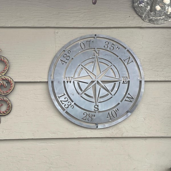 Personalized Compass Rose Metal Sign - Personalized Gifts - Wall Art ...