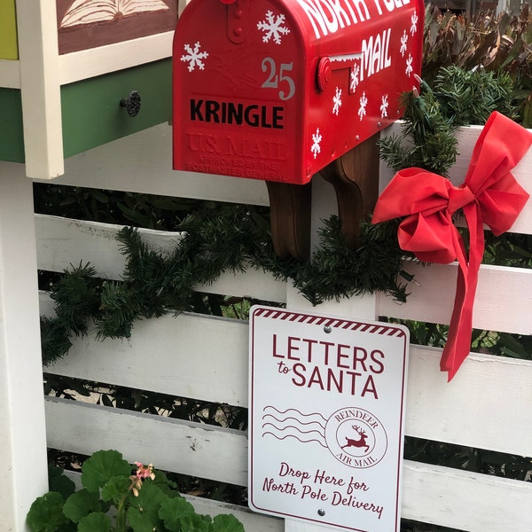 Letters to Santa Drop Box Sign, Quality North Pole Sign, Santa Letters ...
