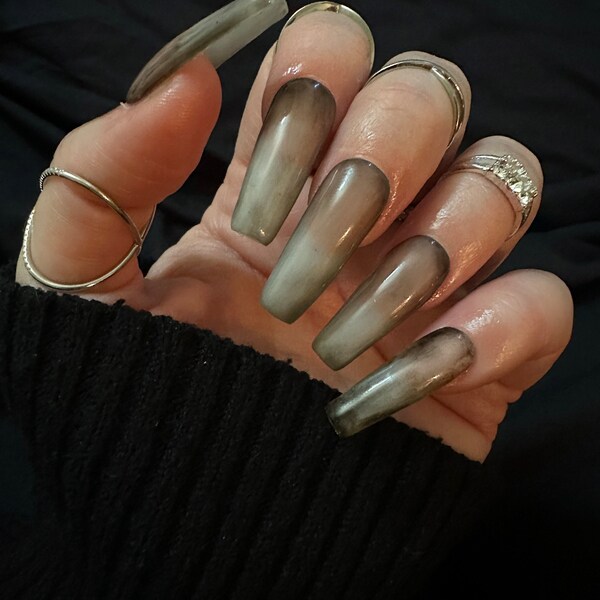 Newdead but Pretty vampire Goth French Nails-gothic Vampire French ...