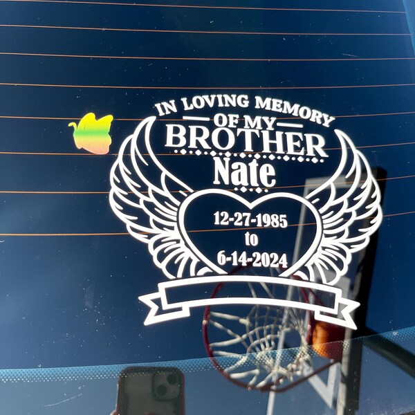 In Loving Memory of My Brother Bereavement Car Decal, Angels Wings ...