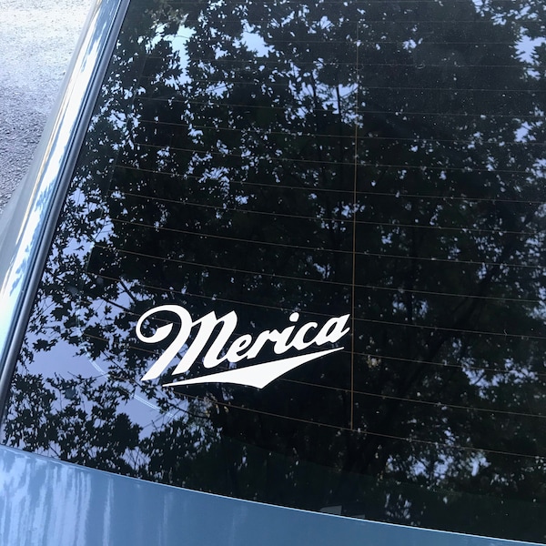 Merica Patriotic Car Truck Van Window or Bumper Sticker Vinyl Decal USA ...