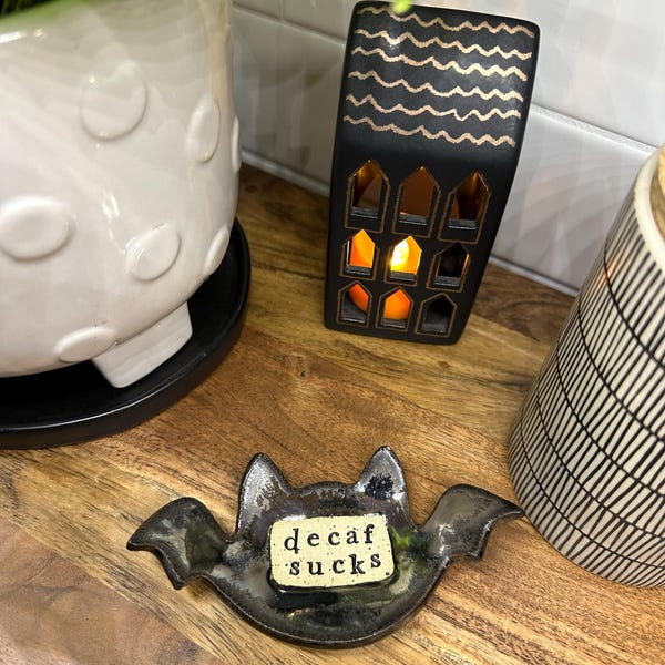 Made to Order Ceramic Bat-coffee Spoon Rest- Tea Bag Rest- Candle ...