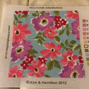 Shaped Chair Seat With Scrolls and Miniature Posies, Needlepoint Kit ...