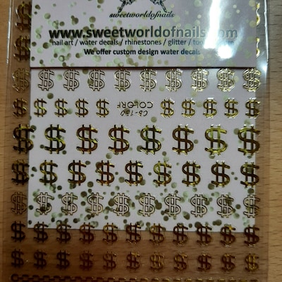 Money Dollar Sign Gold Nail Stickers - Etsy