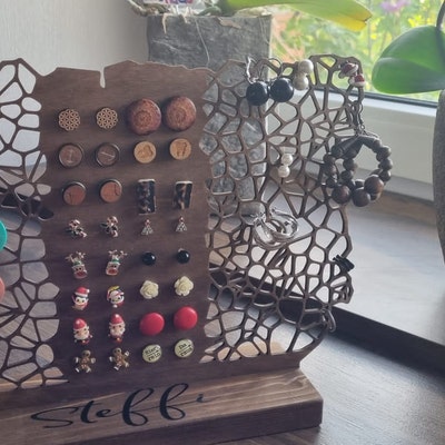 Earring Holder Handmade From Wood Display for Studs Post Dangle ...