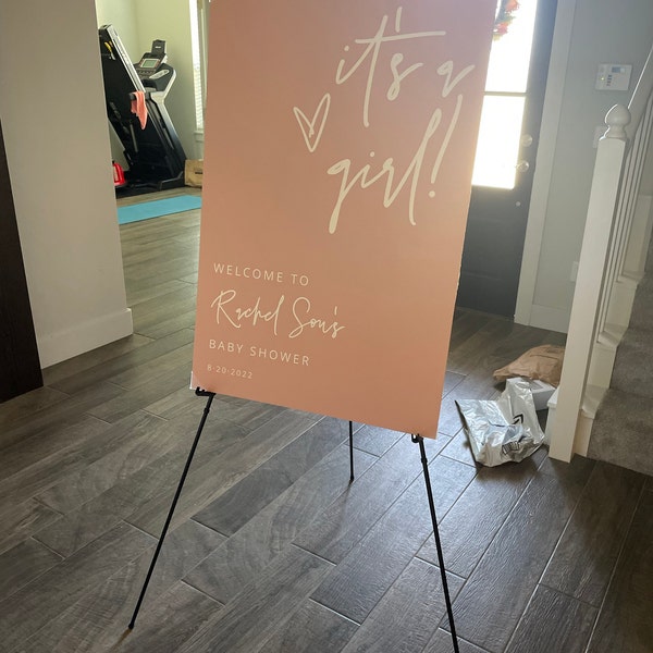It's a Girl Welcome Sign Template, Modern Baby Shower Sign, Clean ...