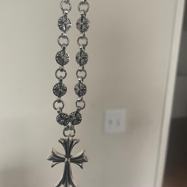 Ch Gothic Style Y2k Punk Necklace Chrome Silver Choke Chain Pendant ...