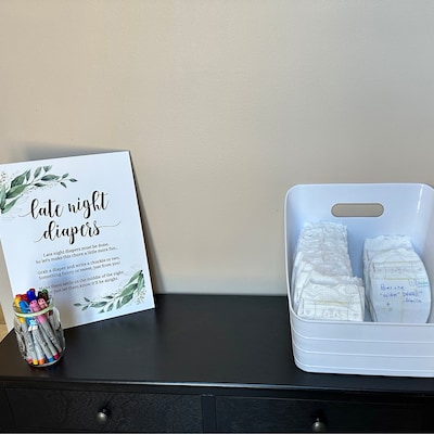 Late Night Diapers Game Late Night Diaper Sign Fun Baby Shower - Etsy