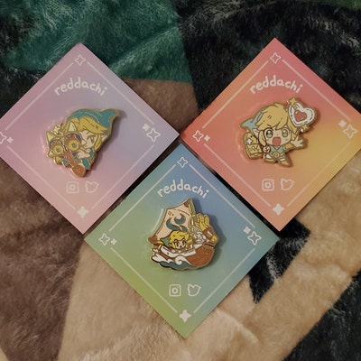 LOZ Enamel Pins Link With Heart Piece, Link Drinking Lon Lon Milk, Link ...
