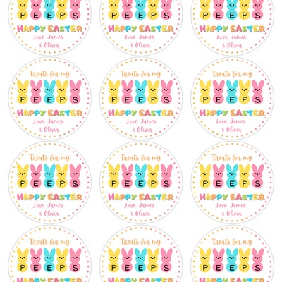 Editable Easter Treats Gift Tags Canva Template. Printable Circle ...