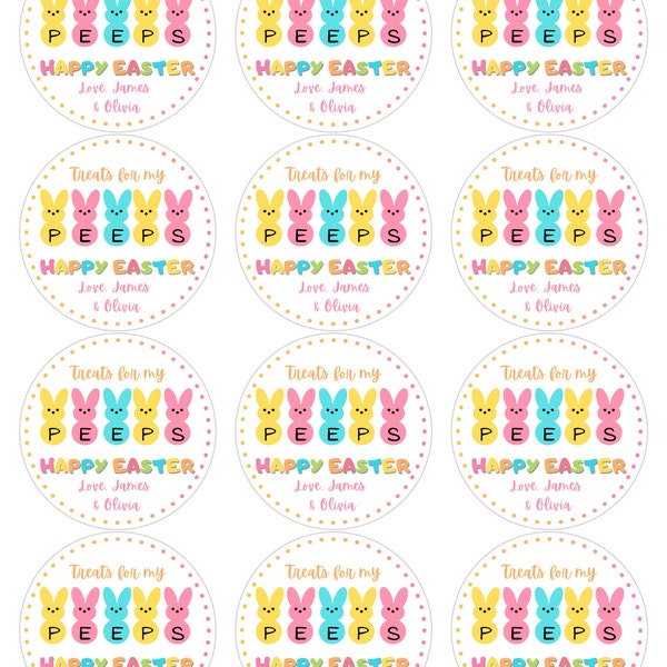 Editable Easter Treats Gift Tags Canva Template. Printable Circle ...