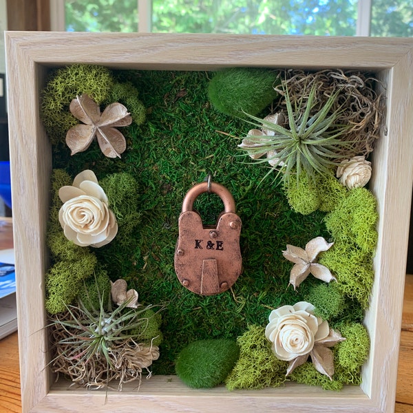 Love Lock, Unity Ceremony, Personalized Padlock, Flower Garden Wall Art ...