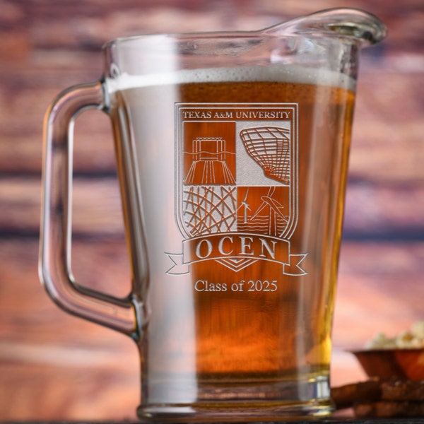 Your Logo Engraved Beer or Ice Tea Pitcher, Custom Pitcher, Etched ...