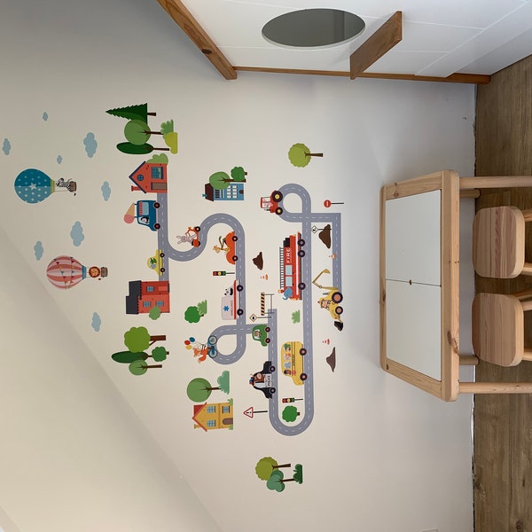 Transportation Wall Decal, Vehicles Cars and Animals Wall Sticker ...