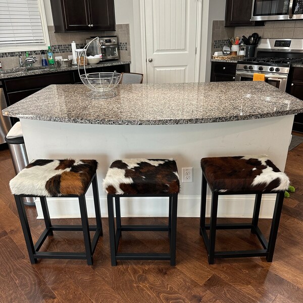 Genuine Cowhide and Steel Custom Made Counter Stool, Can Be Used With ...