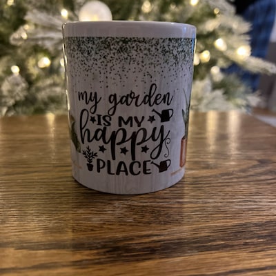 My Garden is My Happy Place Mug Press, 11oz and 15oz Mug Wrap Template ...