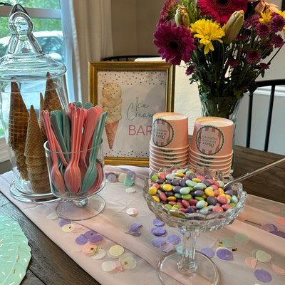 Ice Cream Party Birthday Stickers, Party Favor Labels, Sweet Shop ...