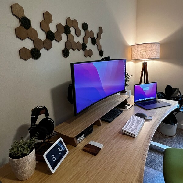 Geometric Wall Panel, 12 Hexagons Set, Tile Size - 4.3" X 5", Dark Wood ...