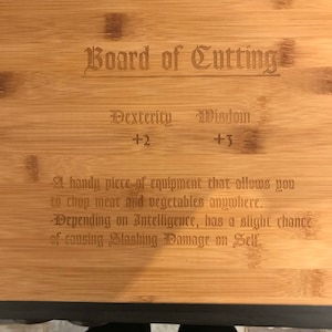 D&D Roleplaying Board of Cutting Engraved Cutting Board Bamboo or Maple ...