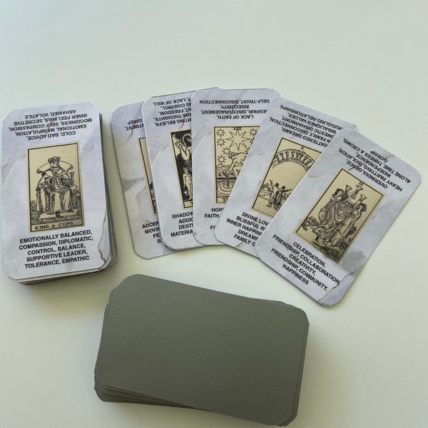 Printable Tarot Cards With Key Words | Beginner Tarot Deck, Marble and ...