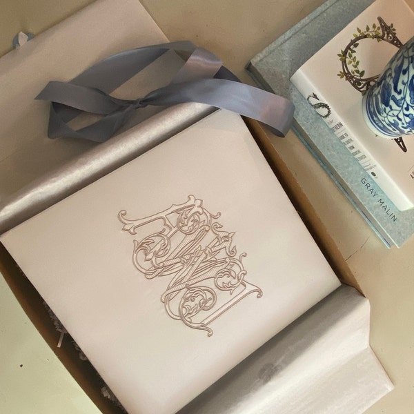 Vintage Monogram Wedding Guest Book Gold Guest Book Engagement Photo ...