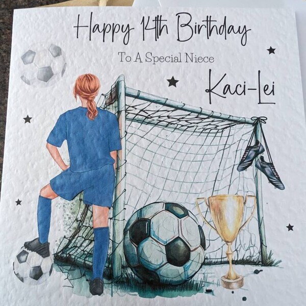 Personalised Girls Football Card, Football Card for Daughter ...
