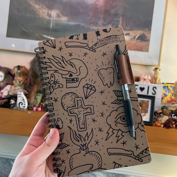 Tattoo Notebook, Notebook, Tattoo, Spiral Notebook, Notepad, 5.5 X 8.5 ...