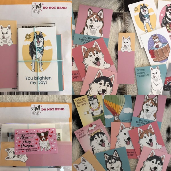 Siberian Husky Valentines - Mini Eco-friendly Set of 6 - Etsy