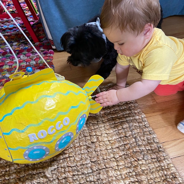 YELLOW SUBMARINE Pinata, Ocean Party Theme, Personalize, Birthday Deep ...